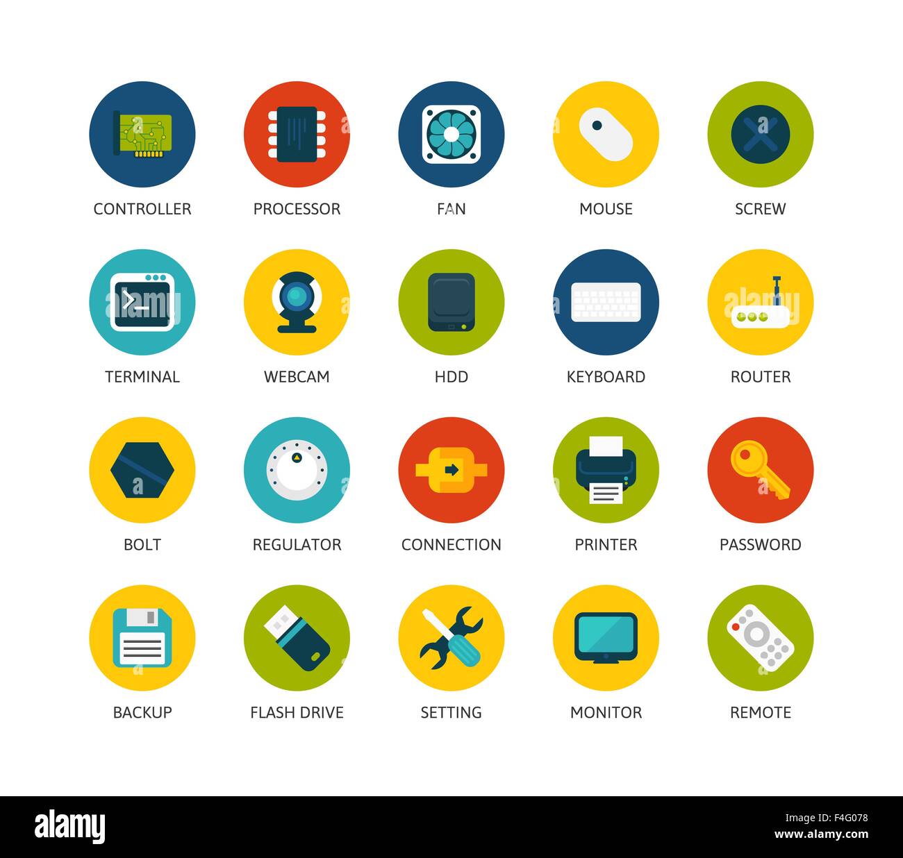 Round icons thin flat design, modern line stroke style Stock Vector ...