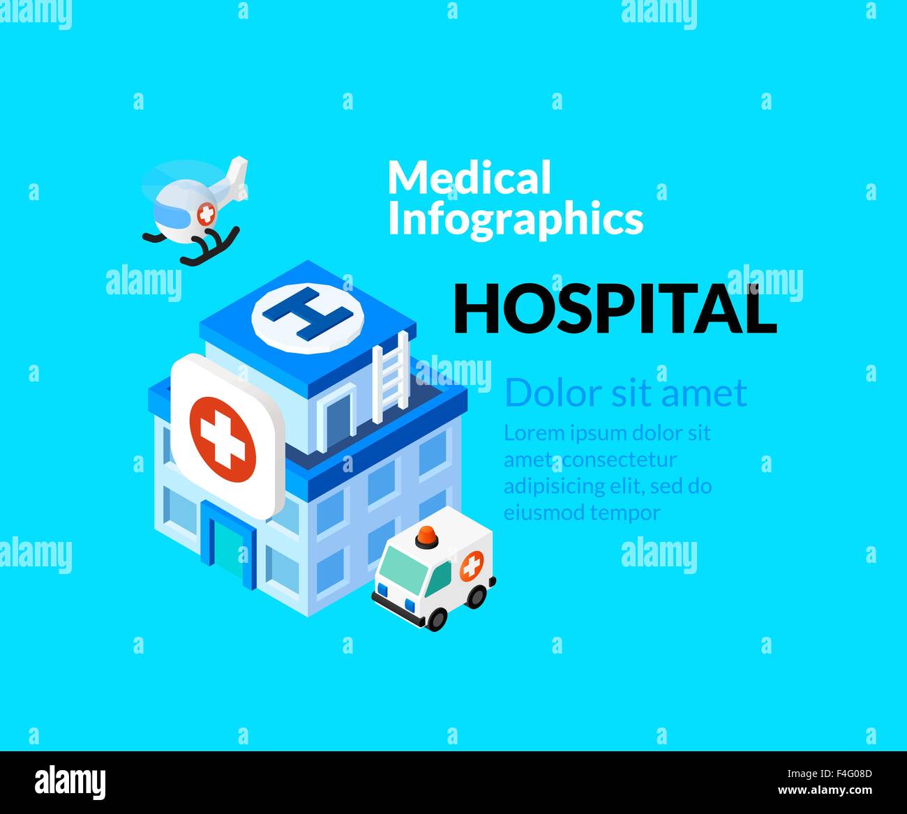 Medical healthcare infographic set with isometric flat icons, hospital ...