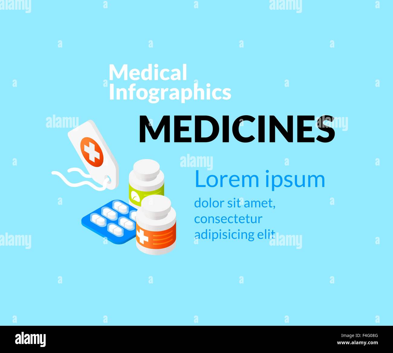 Medical healthcare infographic set with isometric flat icons, medicines ...