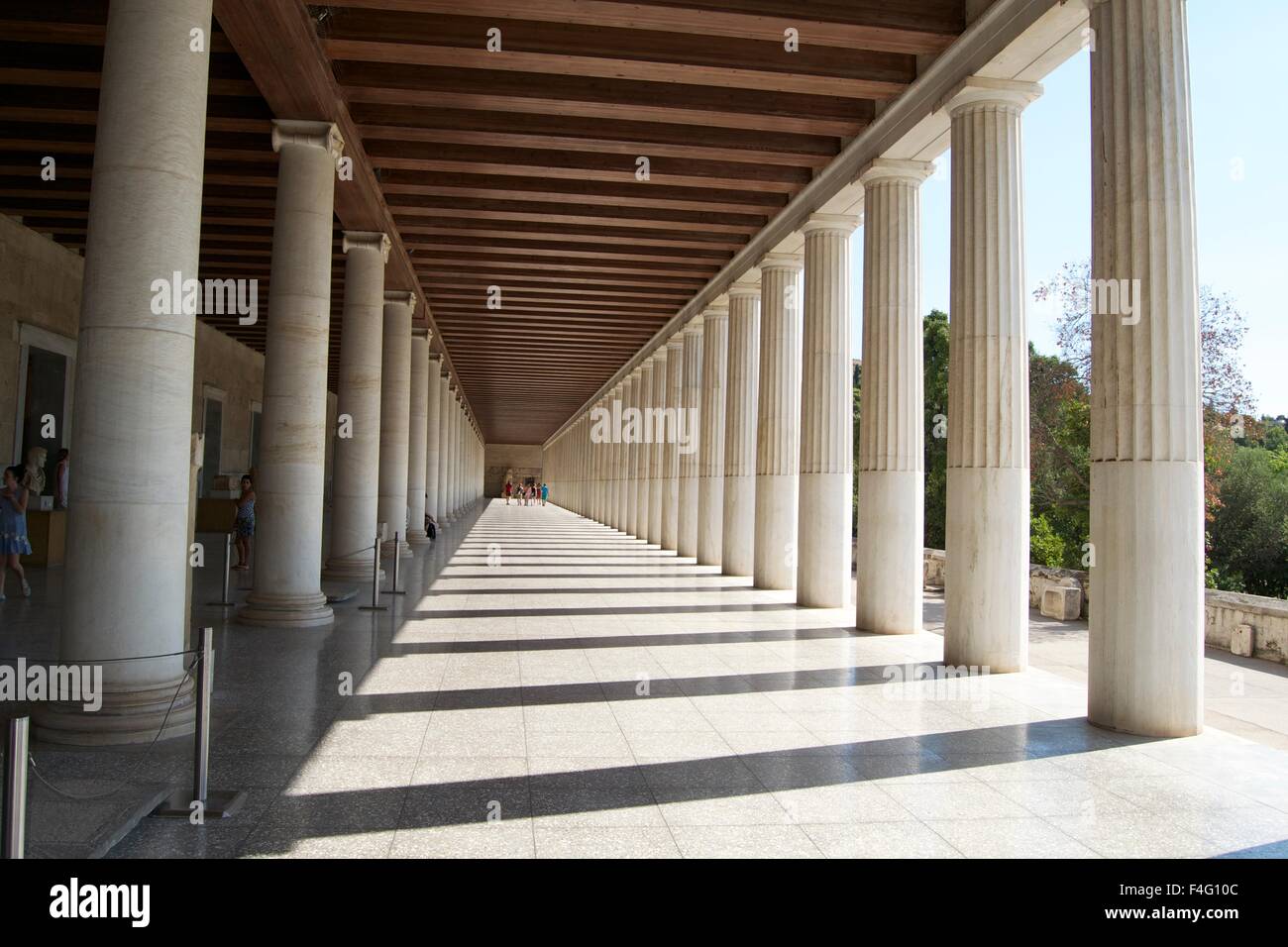 Corridor with Greek pillars Stock Photo - Alamy