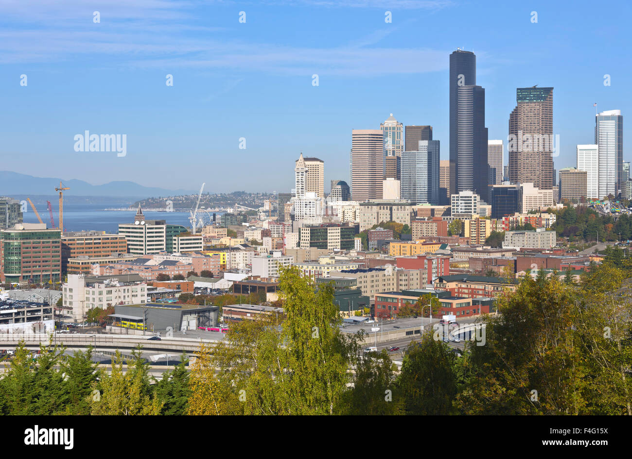 Seattle downtown buildings architecture and freeways Washington state ...