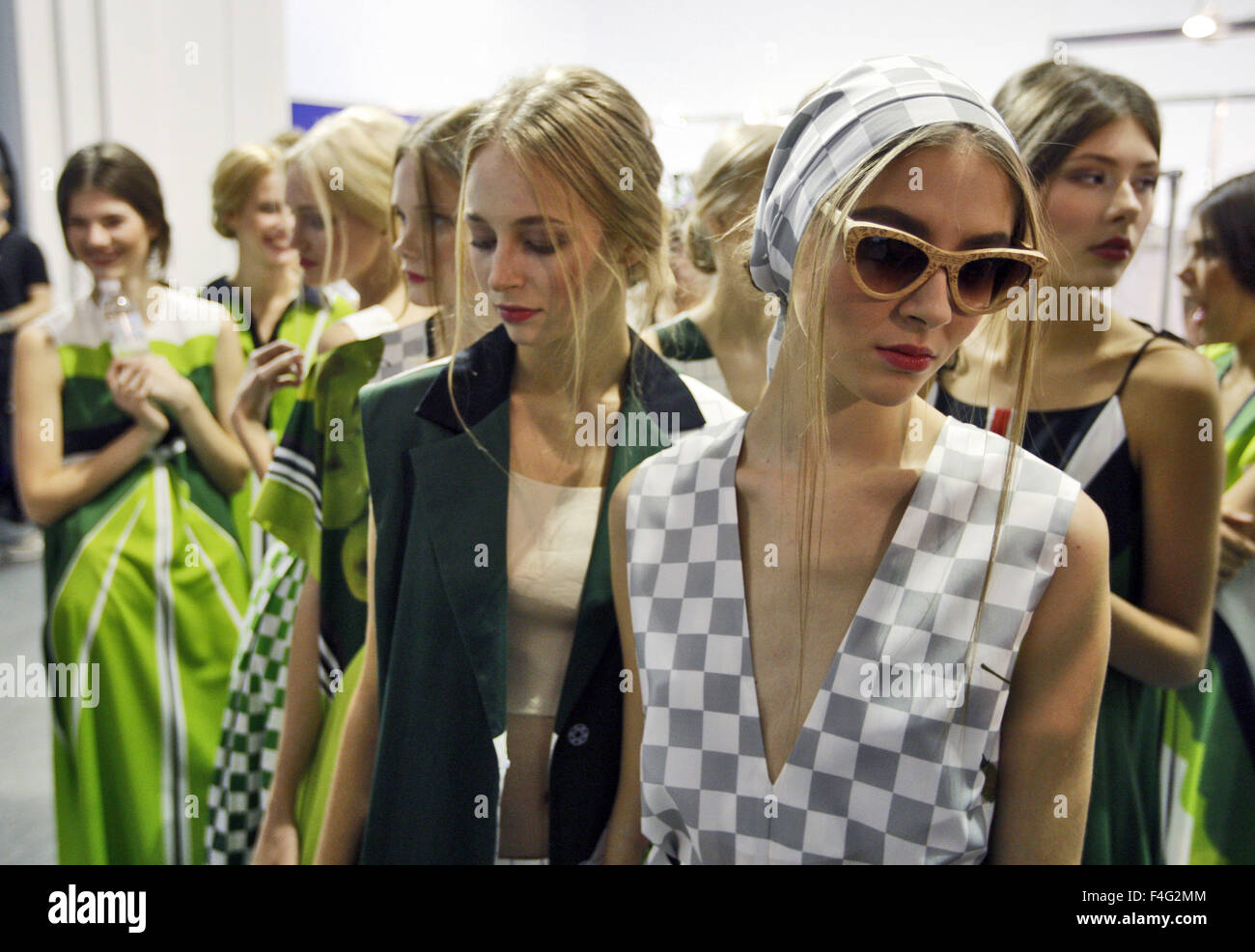 Kiev, Ukraine. 17th Oct, 2015. Models wait backstage during the ...