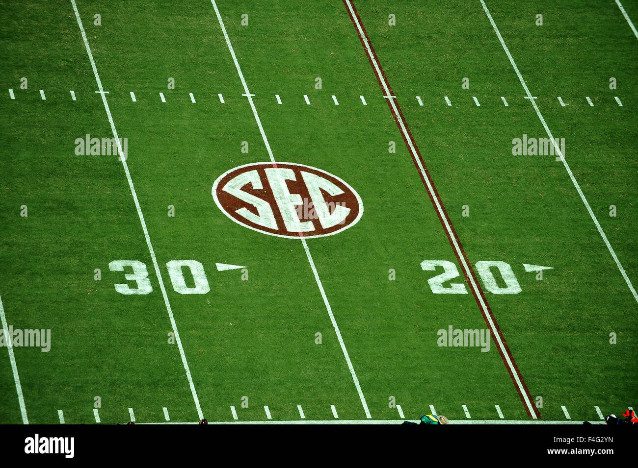 College Station, Texas, USA. 17th Oct, 2015. SEC logo on the field ...