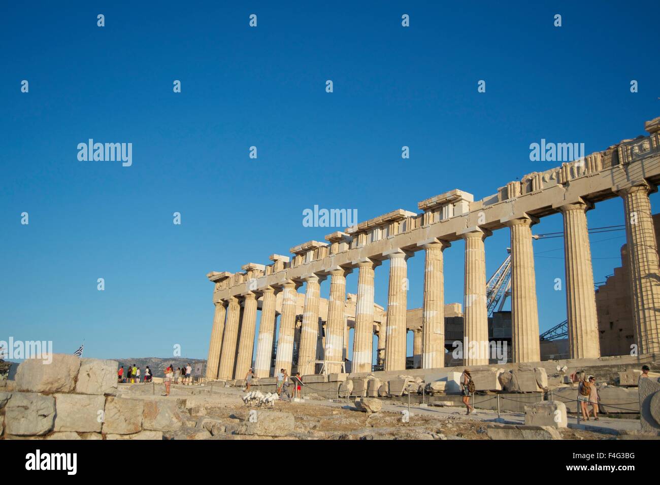 Acropolis Greek pillar tower building temple ruin Stock Photo - Alamy