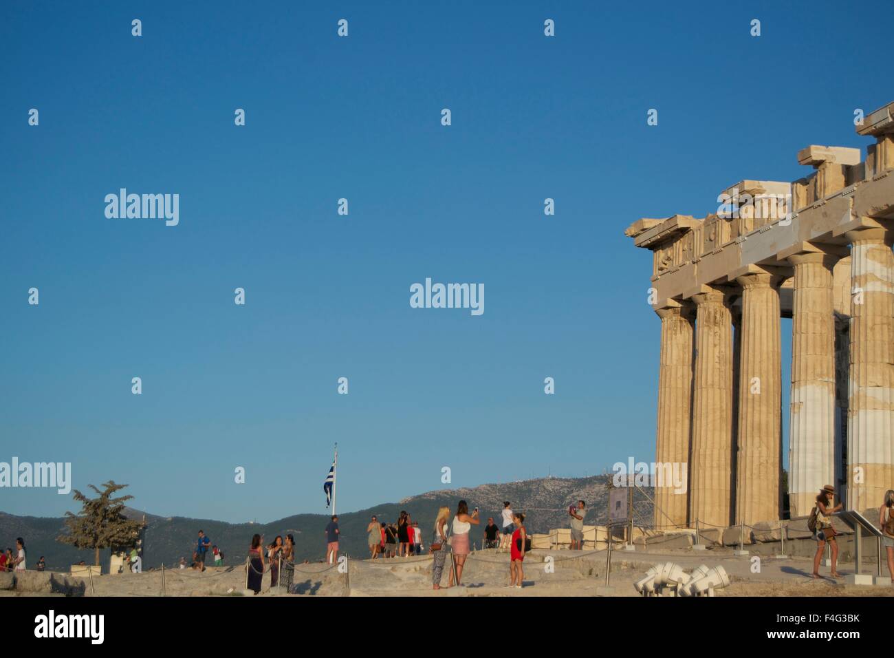 Acropolis Greek pillar tower building temple ruin Stock Photo - Alamy