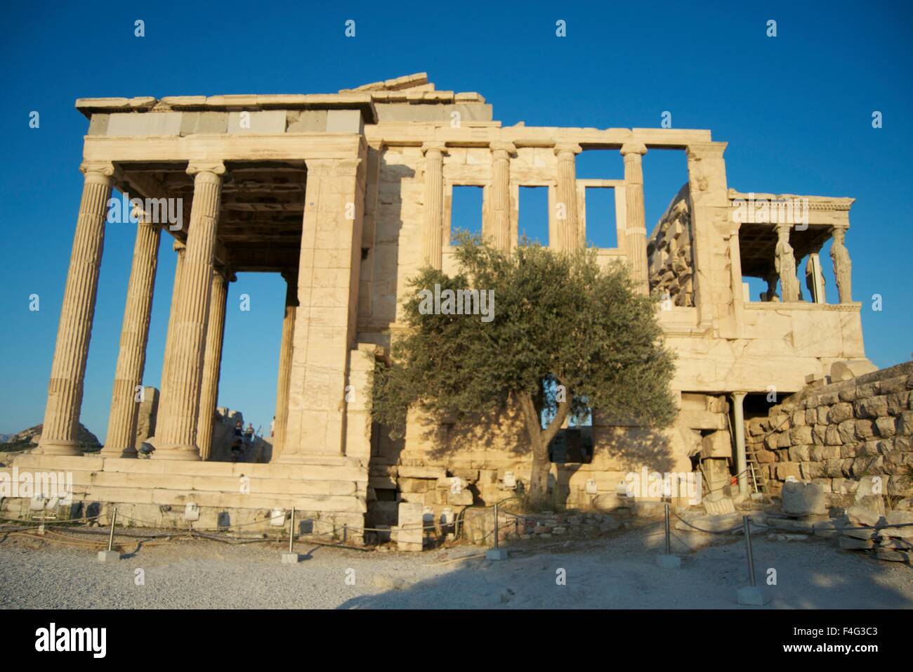 Acropolis Greek pillar tower building temple ruin Stock Photo - Alamy