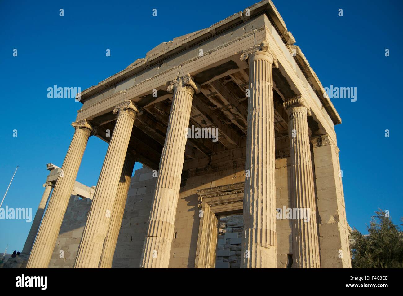 Acropolis Greek pillar tower building temple ruin Stock Photo - Alamy