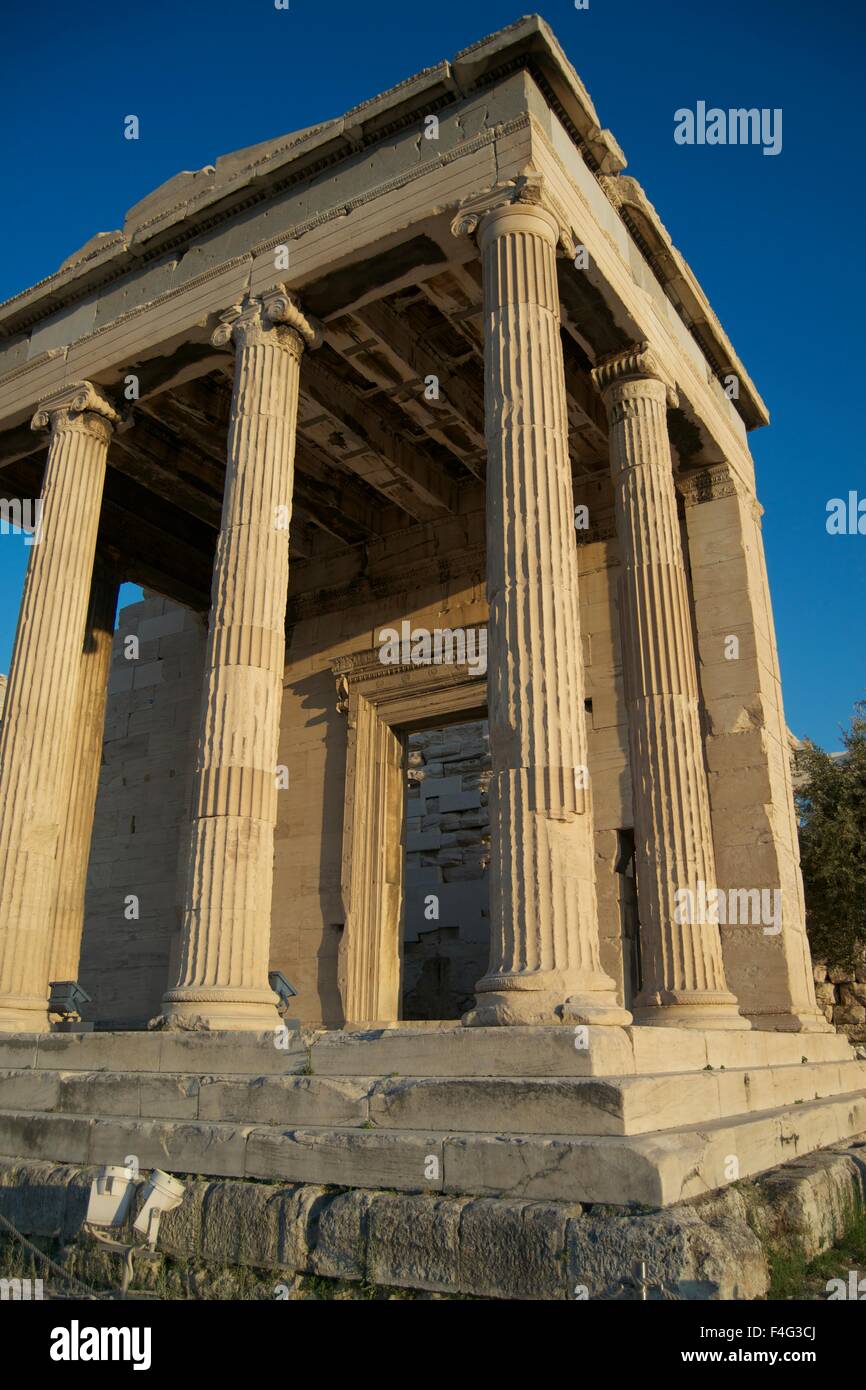 Acropolis Greek pillar tower building temple ruin Stock Photo - Alamy