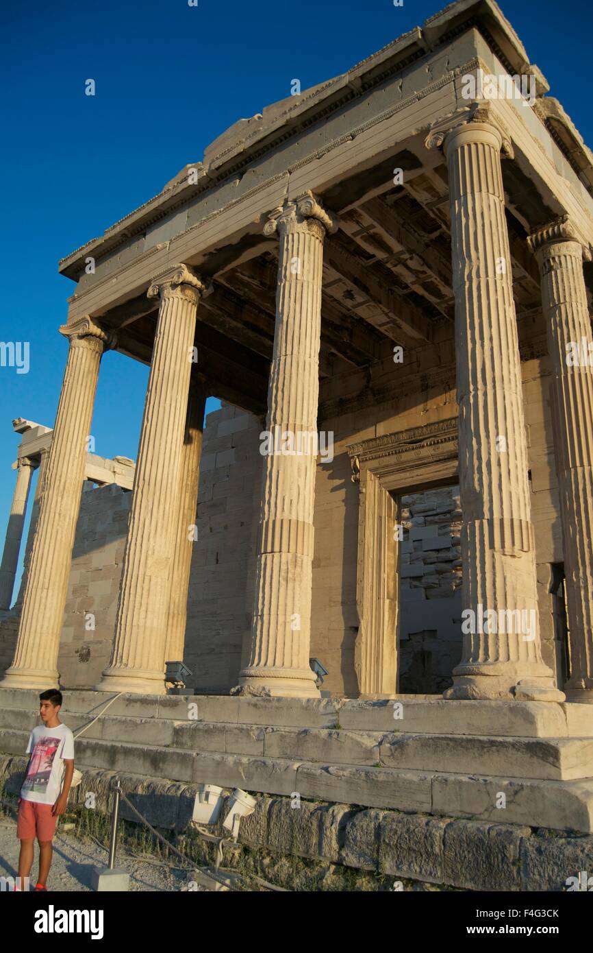 Acropolis Greek pillar tower building temple ruin Stock Photo - Alamy