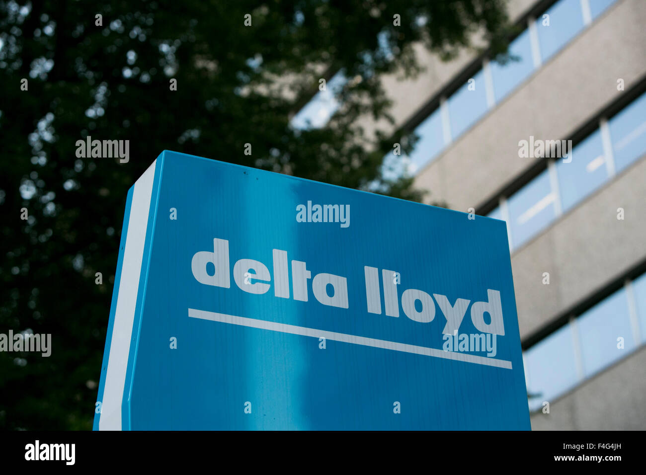 A logo sign outside of the headquarters of the Delta Lloyd Group in ...
