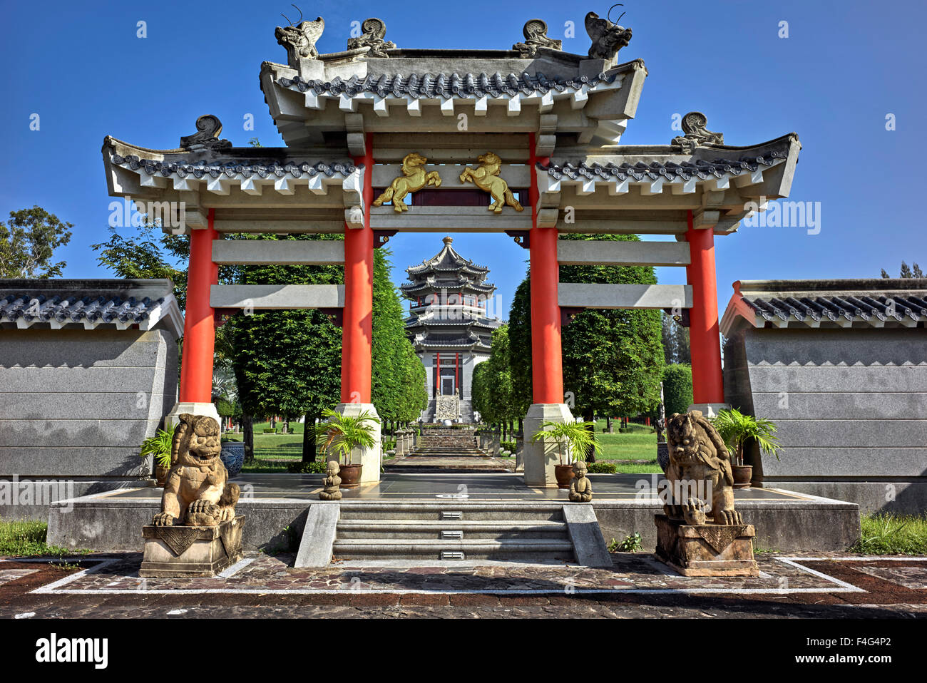 Chinese Pagoda entrance at the "Romance of The Three Kingdoms" heritage ...