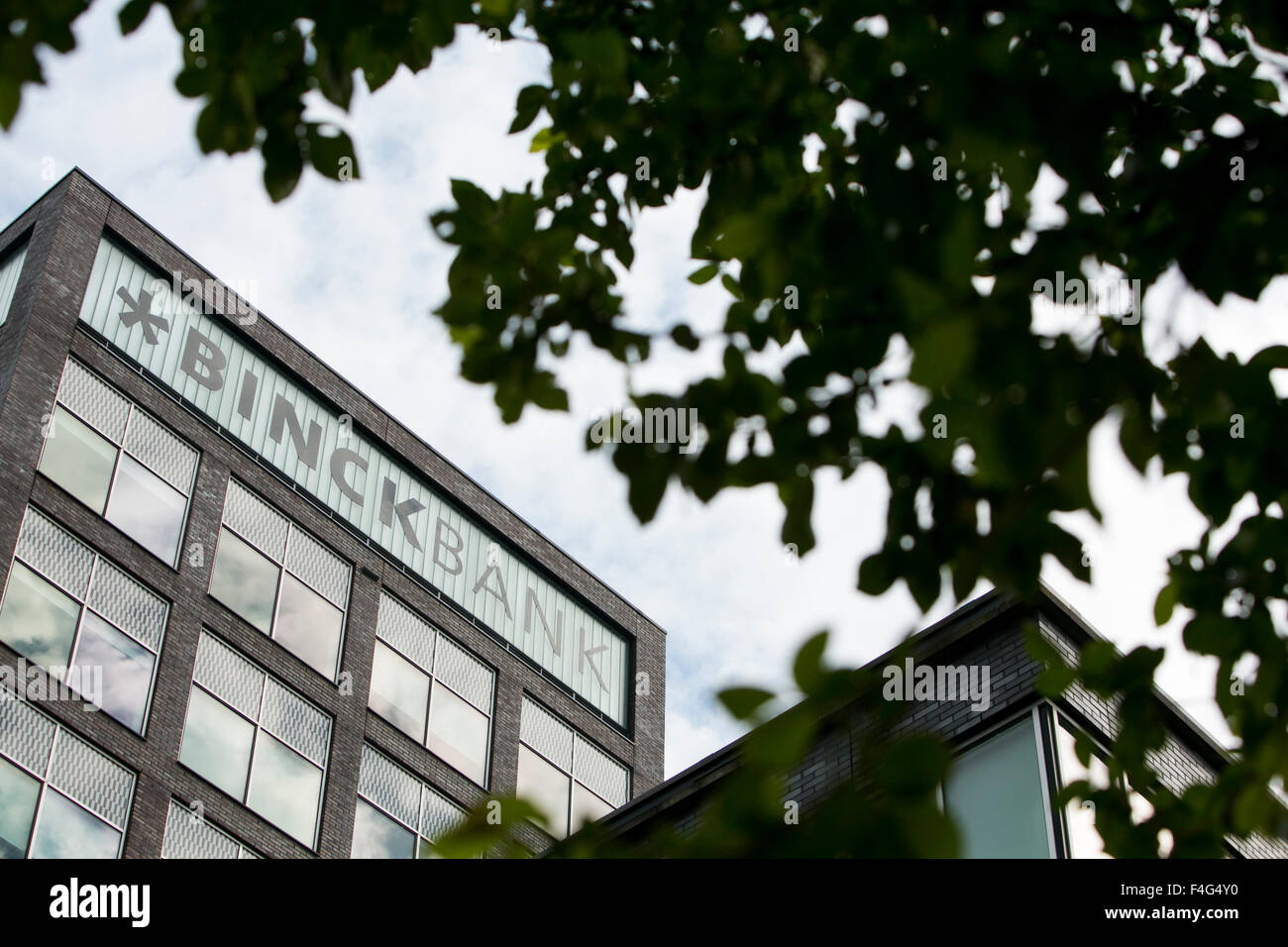 A logo sign outside of the headquarters of BinckBank in Amsterdam ...