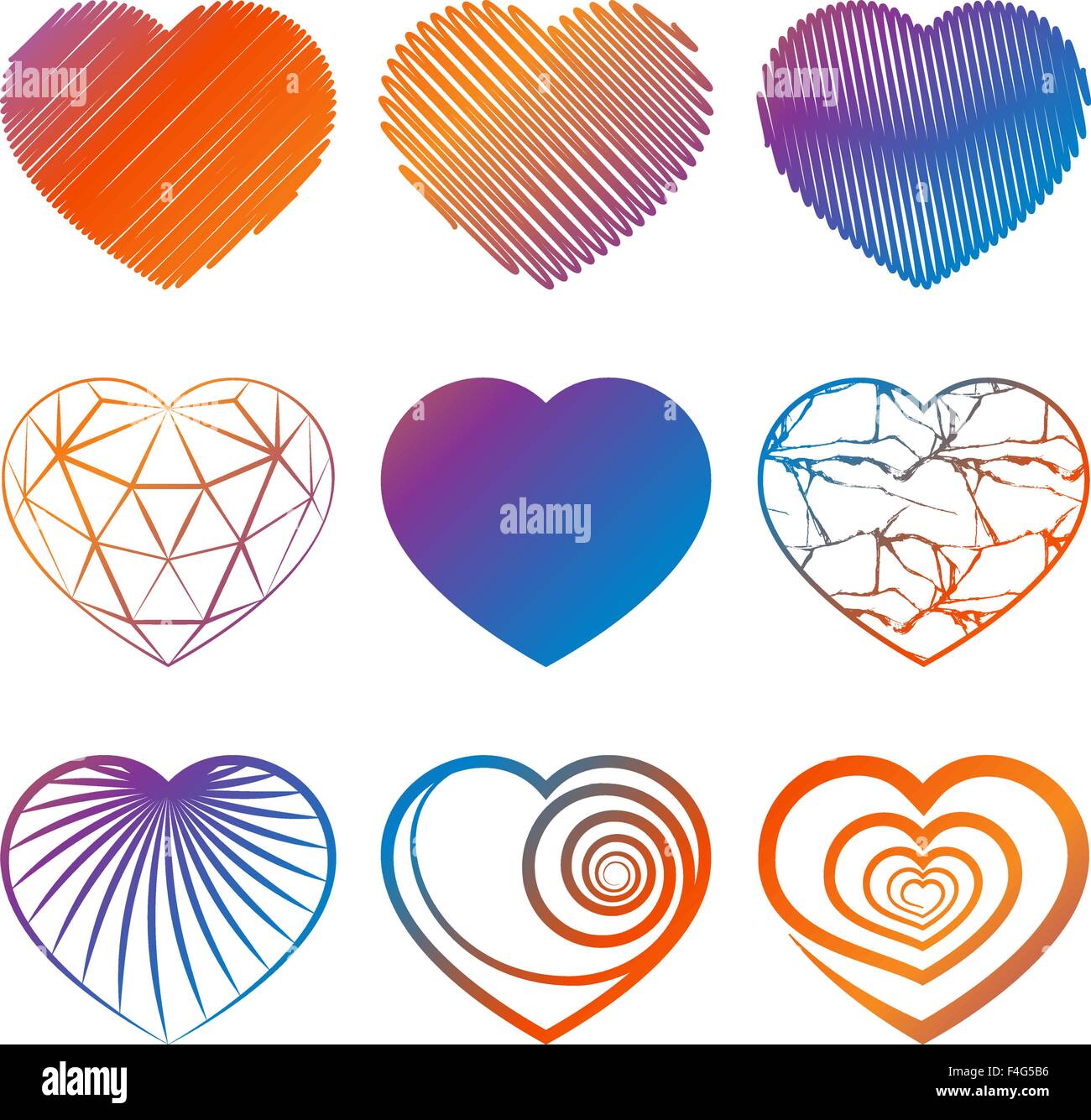 Set of heart shapes icons. Vector Stock Vector Image & Art - Alamy