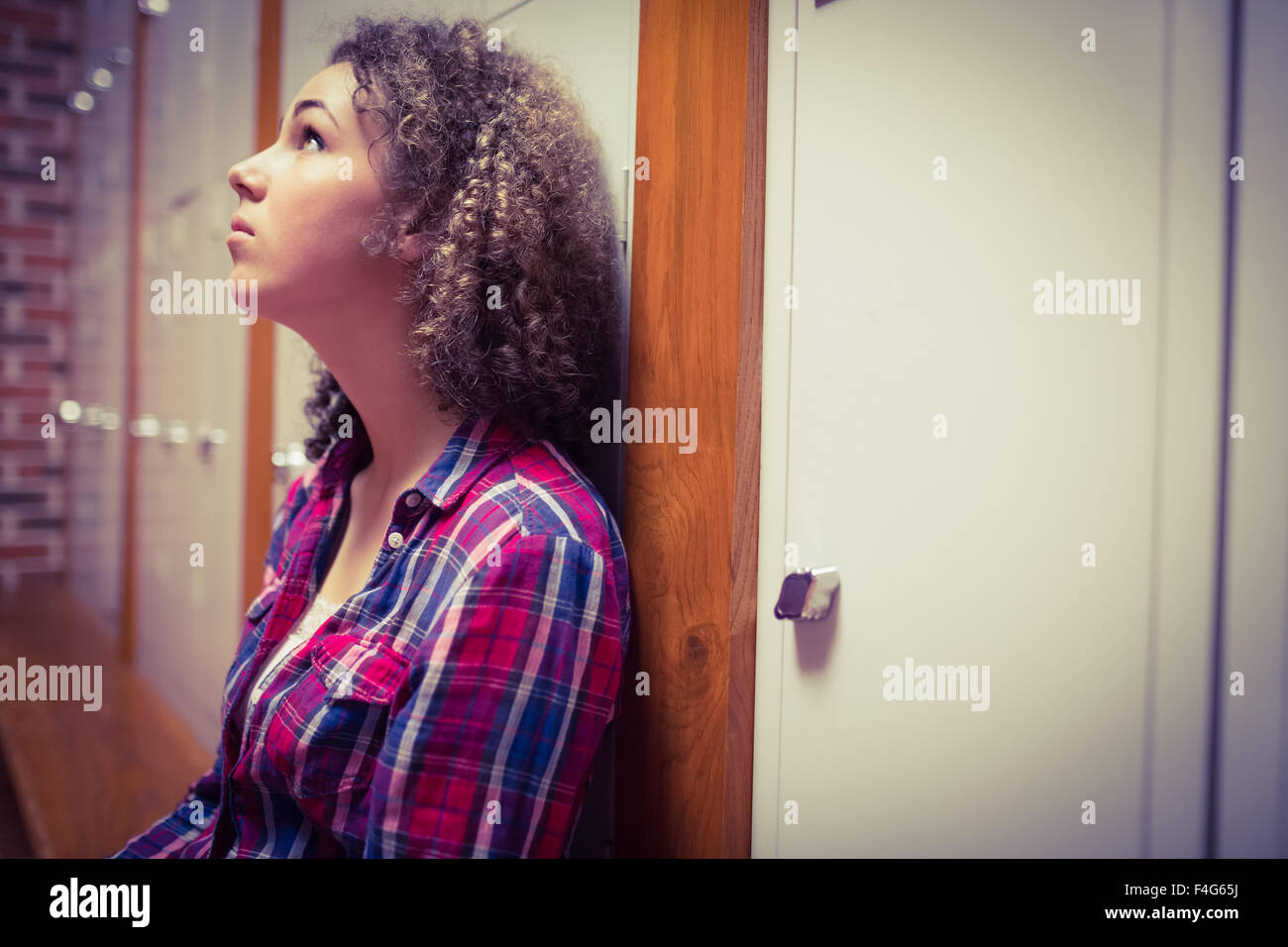 Pretty student feeling the pressure Stock Photo - Alamy