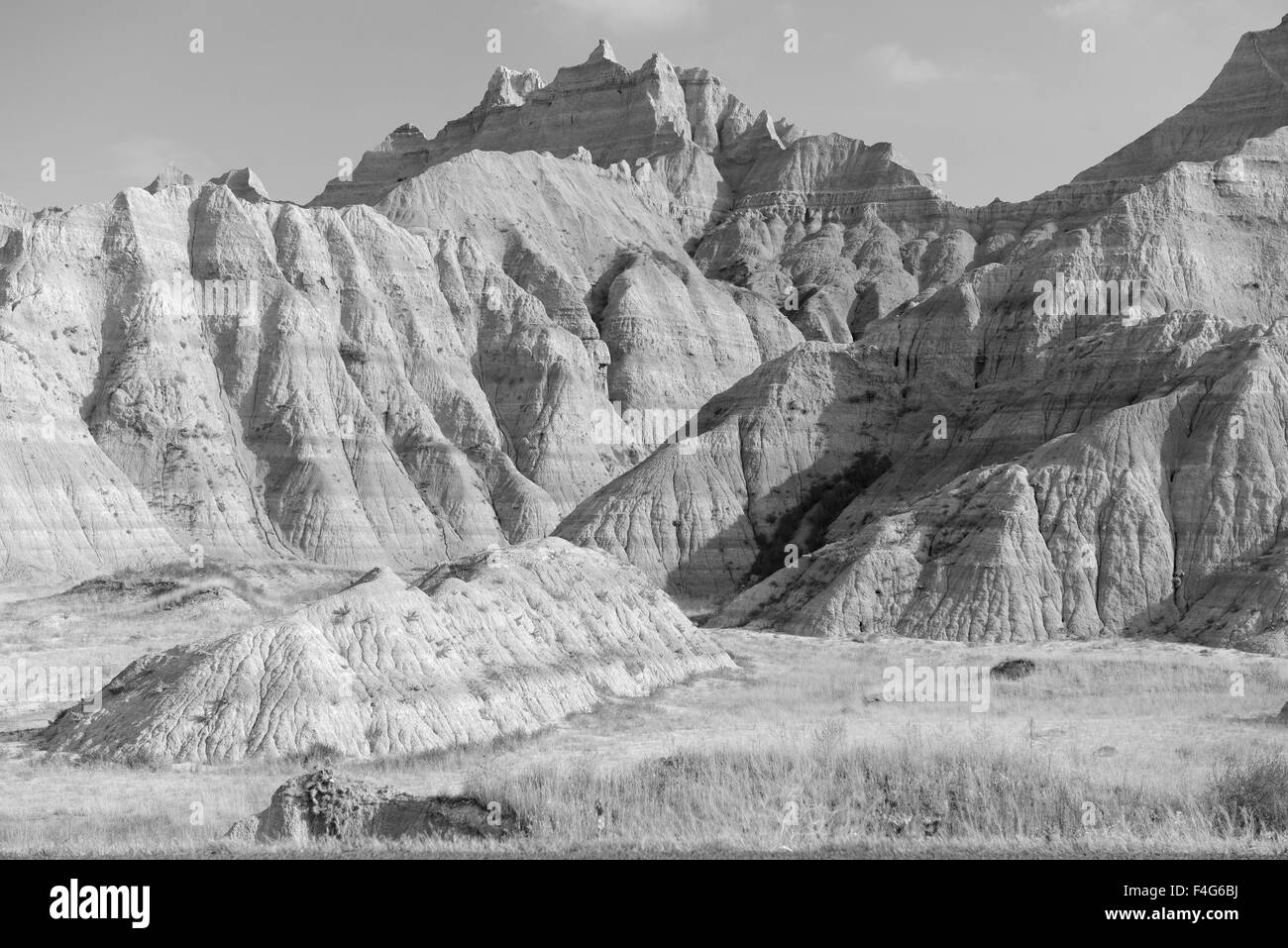 Badlands landscape, formed by deposition and erosion by wind and water ...