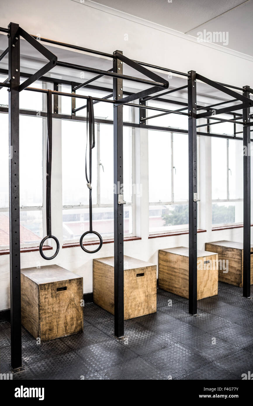 Boxes and ropes in studio Stock Photo - Alamy