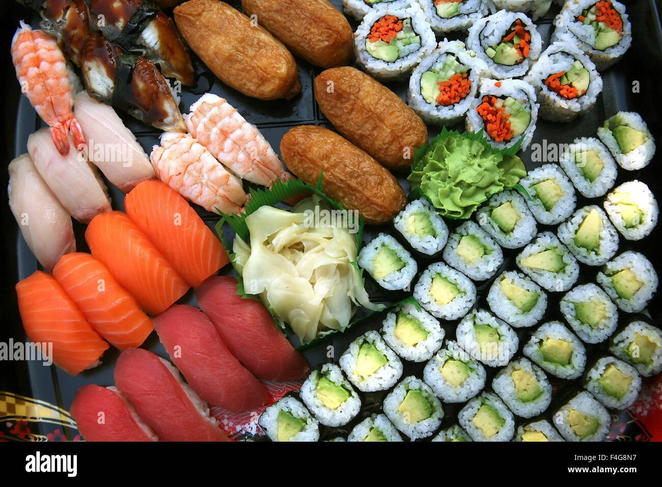 Assortment of Japanese sushi favorites Stock Photo - Alamy