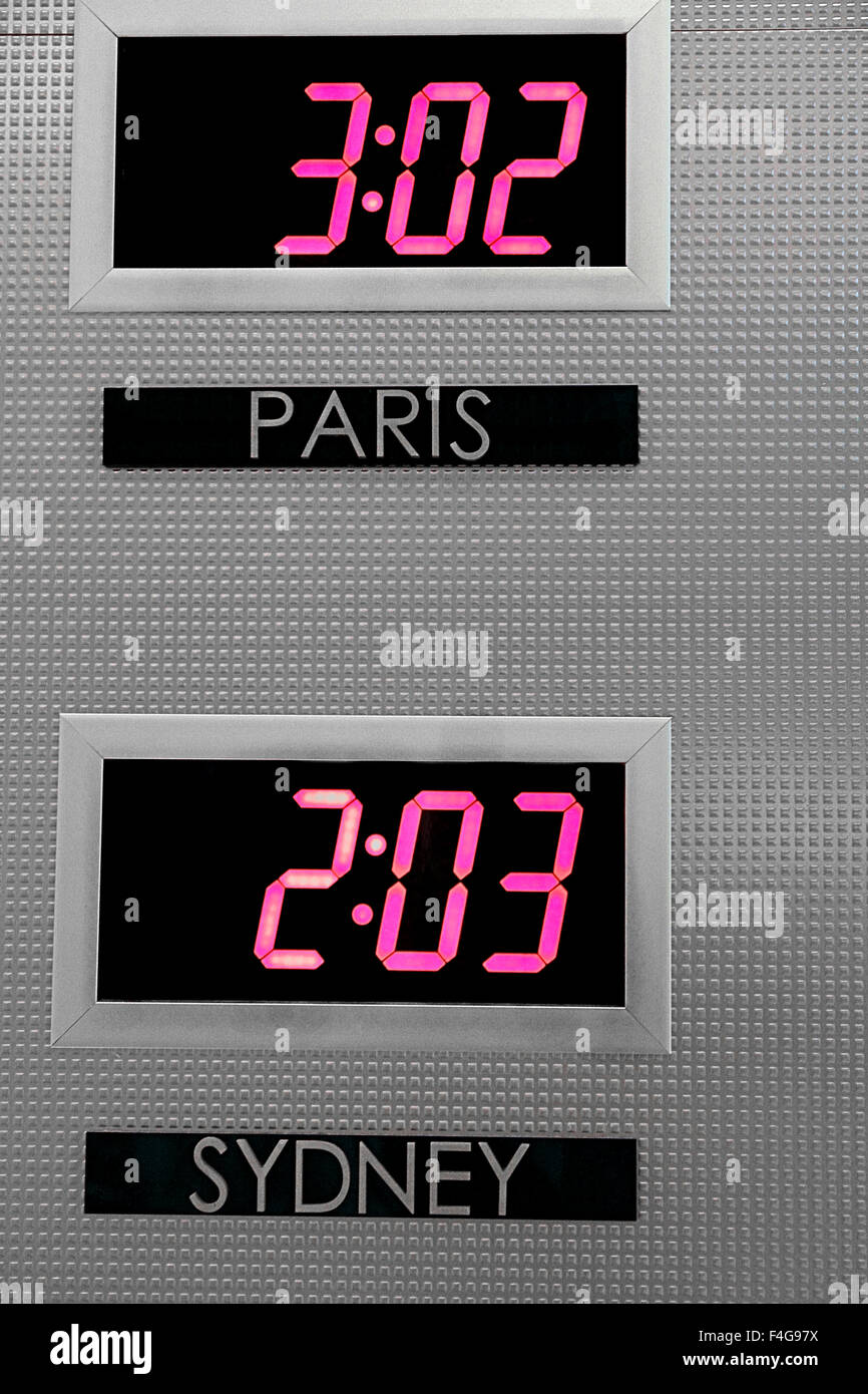 United States. LAX airport. International time clock Stock Photo - Alamy