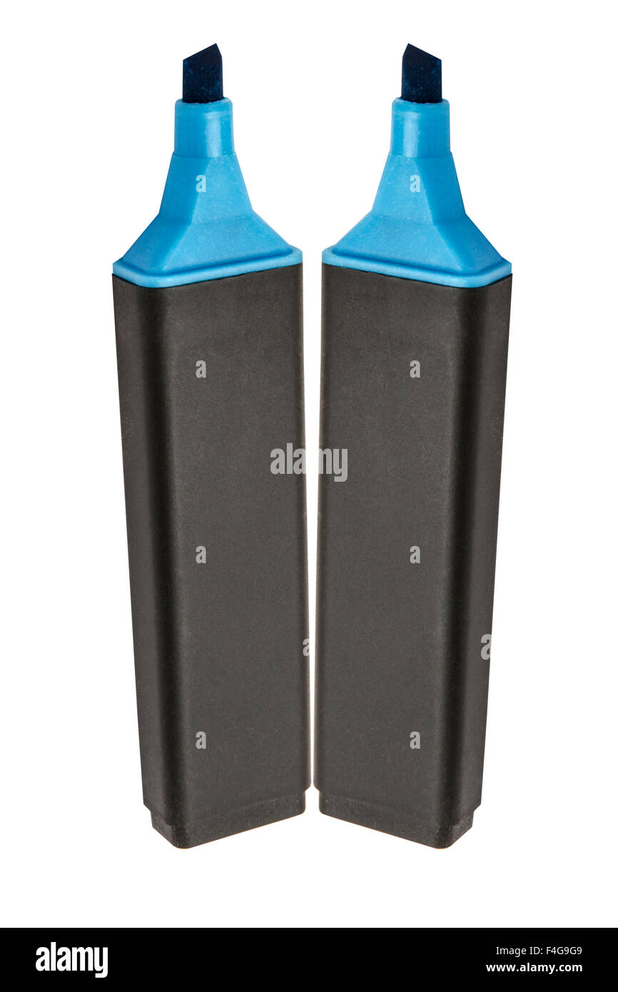 Blue highlighter isolated on white background Stock Photo - Alamy