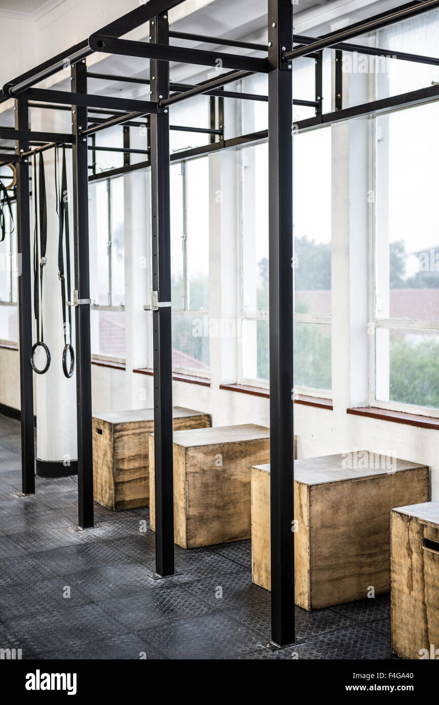 Boxes and ropes in studio Stock Photo - Alamy