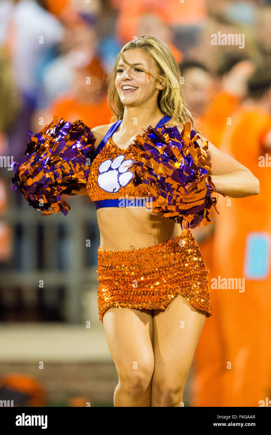 A Clemson Cheerleader During The Ncaa College Football Game Between