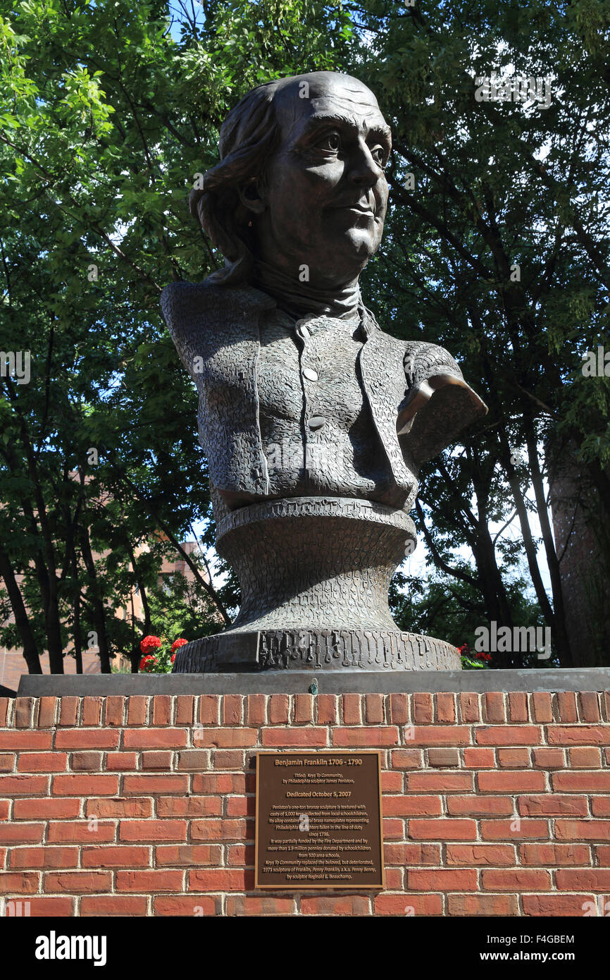 Benjamin Franklin statue, 'Keys to Community', by James Peniston, 2007 ...