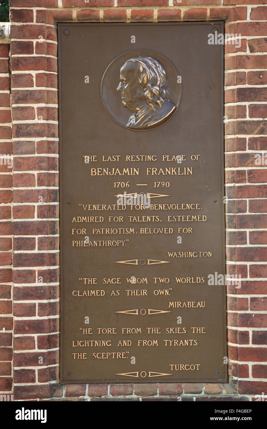 Benjamin Franklin's grave, in Christ Church burial ground, Arch St ...