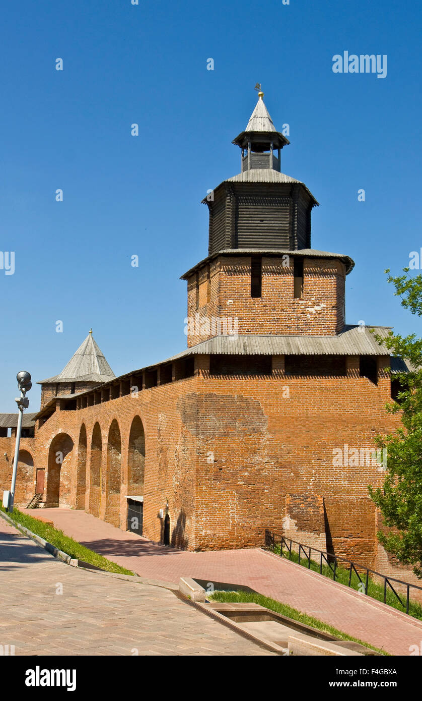 Clock tower of Kremlin fortress in town Nyzhny Novgorod in Russia Stock ...