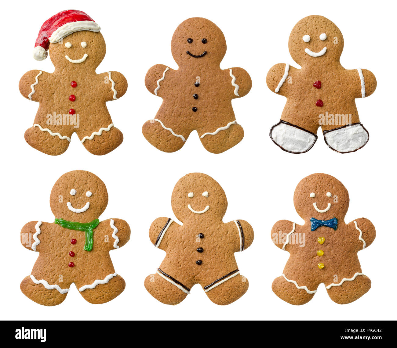 Collection of various gingerbread men on a white background Stock Photo ...