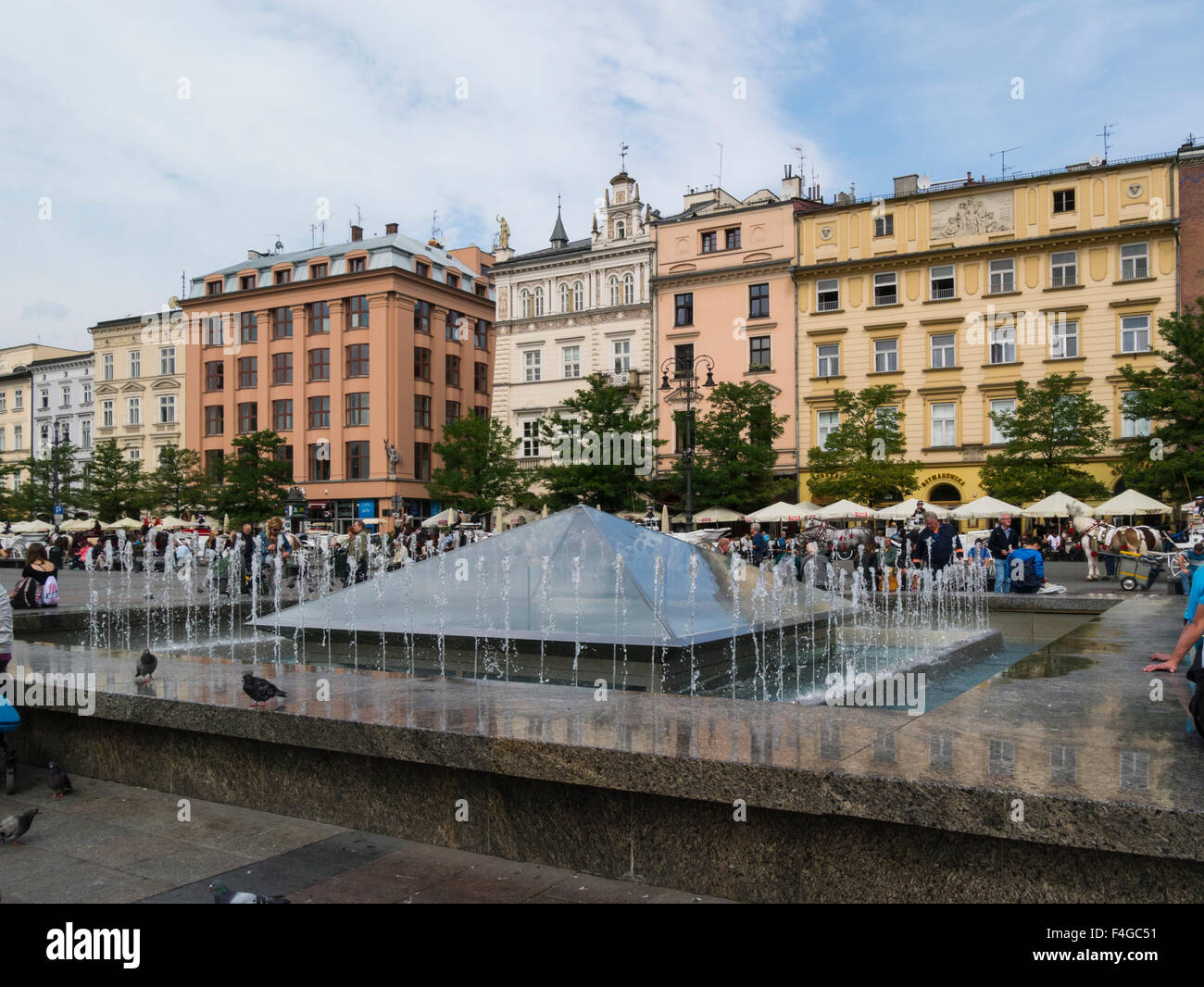 Fountain Rynek Glowny 13thc main medieval market square Krakow Old Town ...