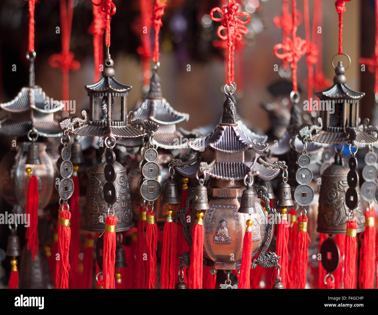 chinese trinkets with red tassles Stock Photo - Alamy