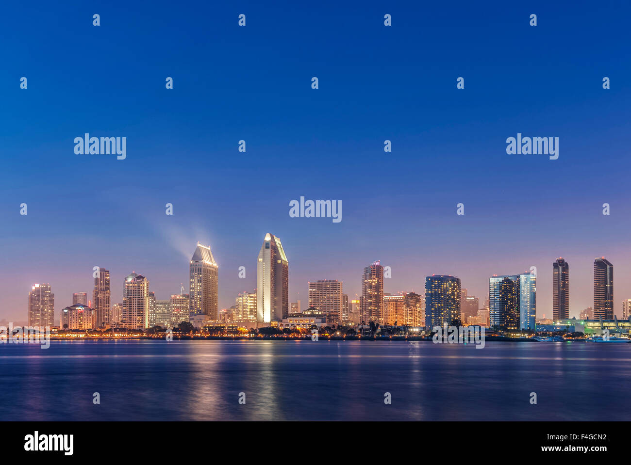 USA, California, Coronado Island, San Diego Skyline at Twilight Stock ...