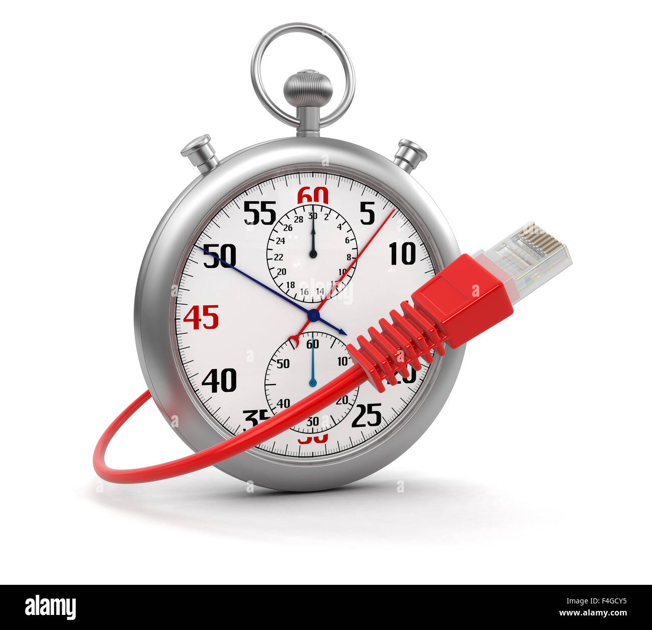 Stopwatch and Computer Cable (clipping path included Stock Photo - Alamy