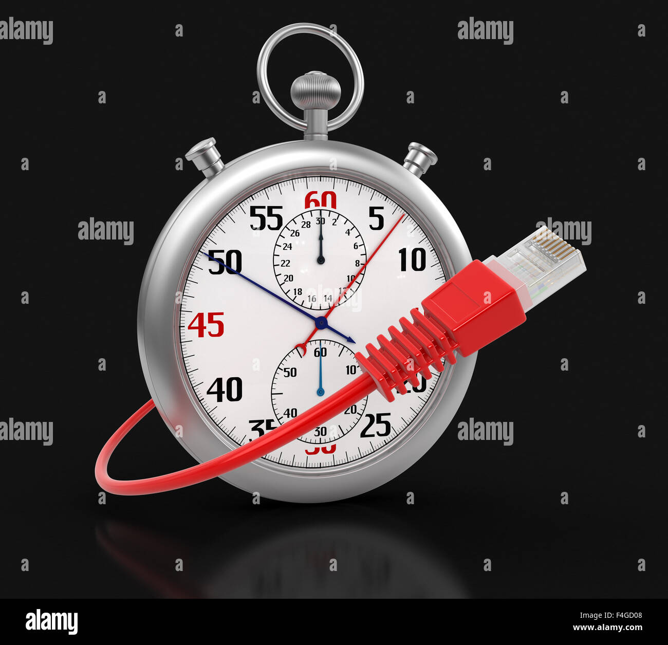 Stopwatch and Computer Cable (clipping path included Stock Photo - Alamy