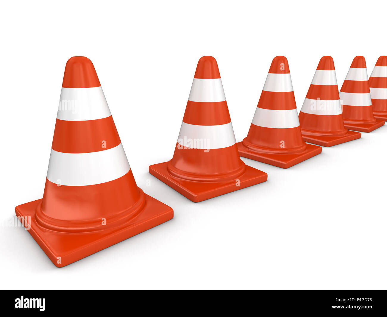 Row of traffic cones. Image with clipping path Stock Photo - Alamy