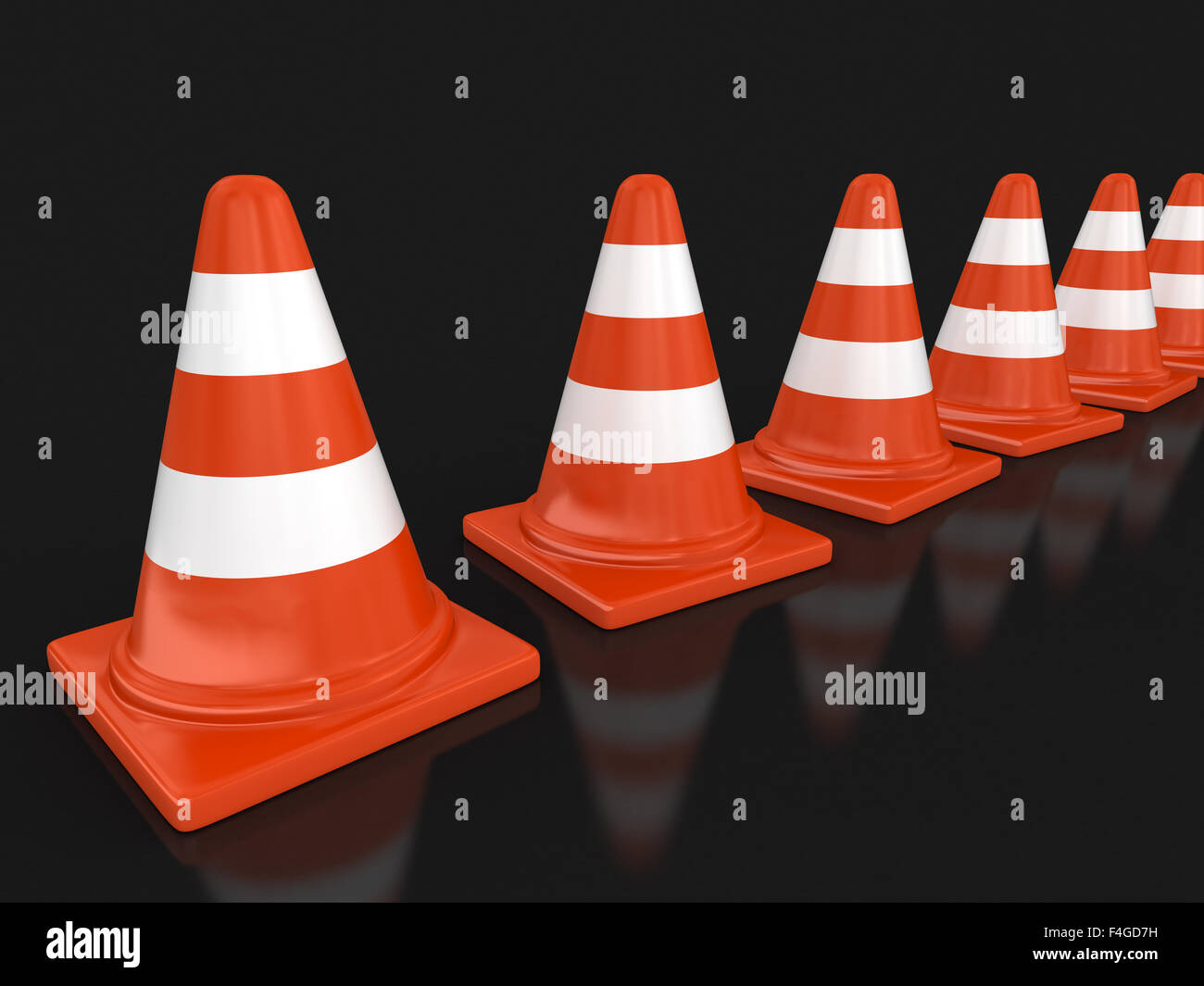Row of traffic cones. Image with clipping path Stock Photo - Alamy
