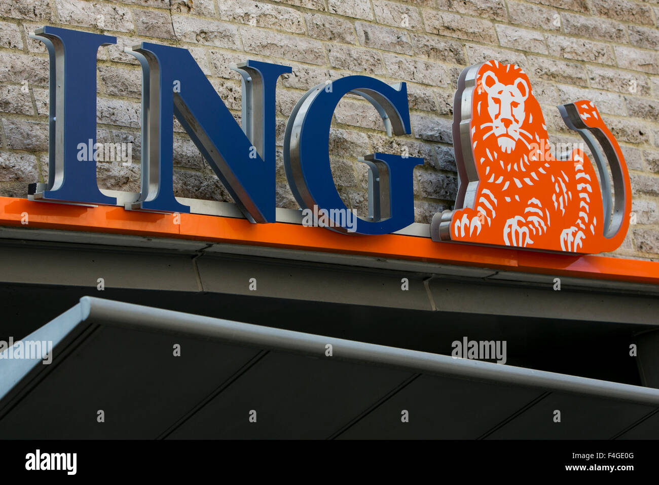 A logo sign outside of an office building occupied by the ING Group in ...