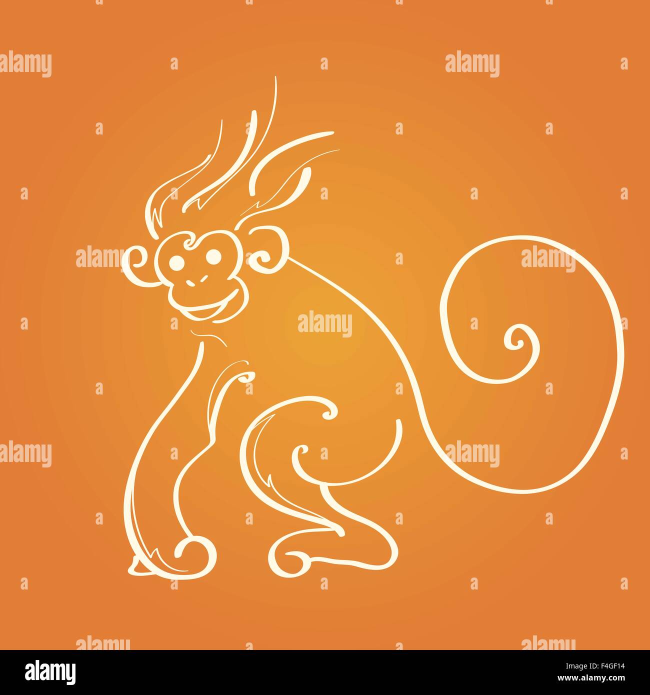 Fire Monkey Silhouette New Year Sign Asian Horoscope Stock Vector Image ...