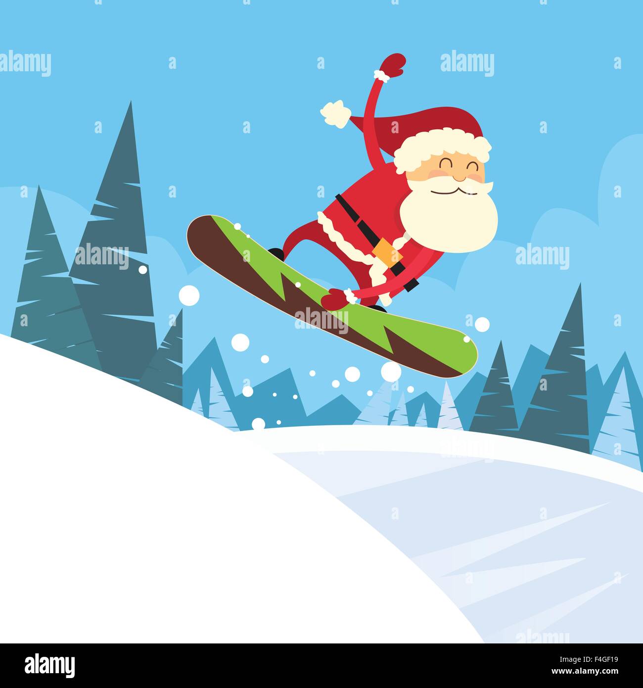 Santa Clause Snowboarder Sliding Down Hill Stock Vector Image & Art - Alamy