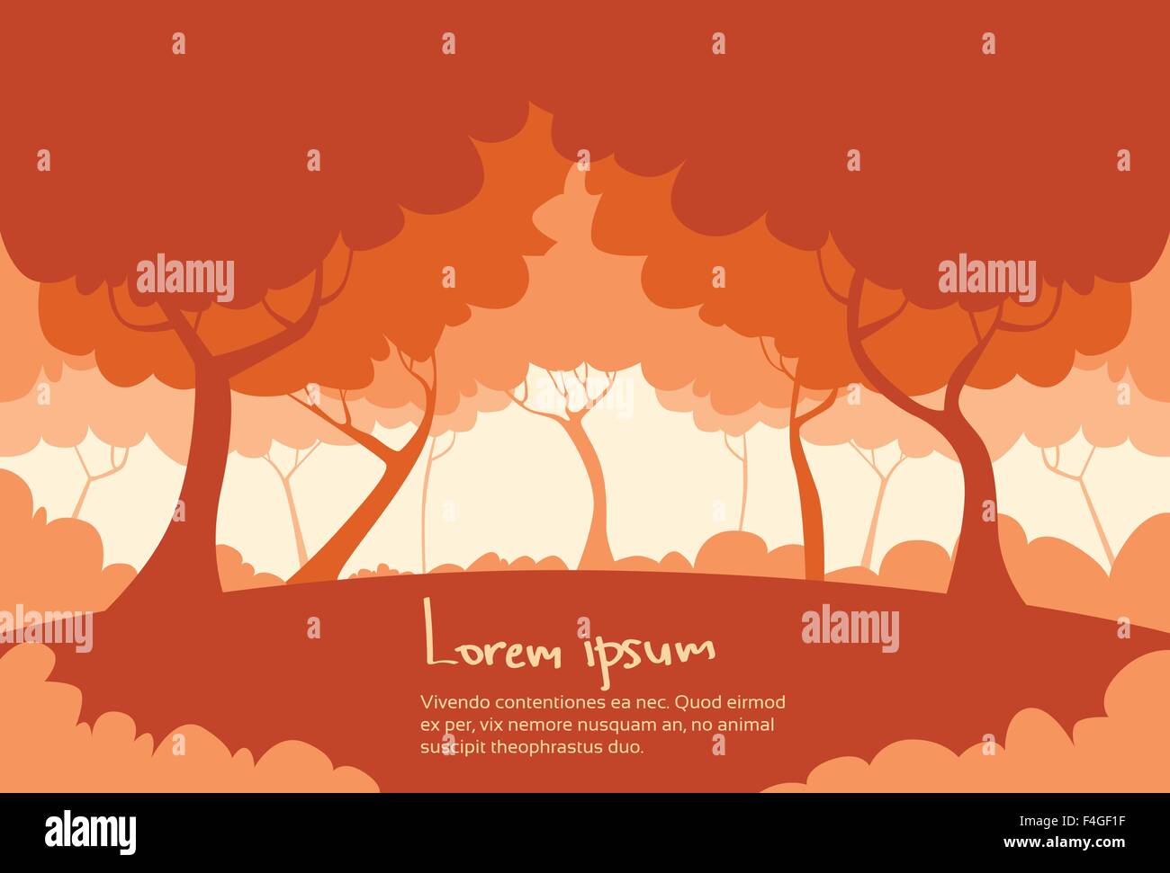 Autumn Landscape Forest Tree Silhouettes Flat Retro Woods Stock Vector ...