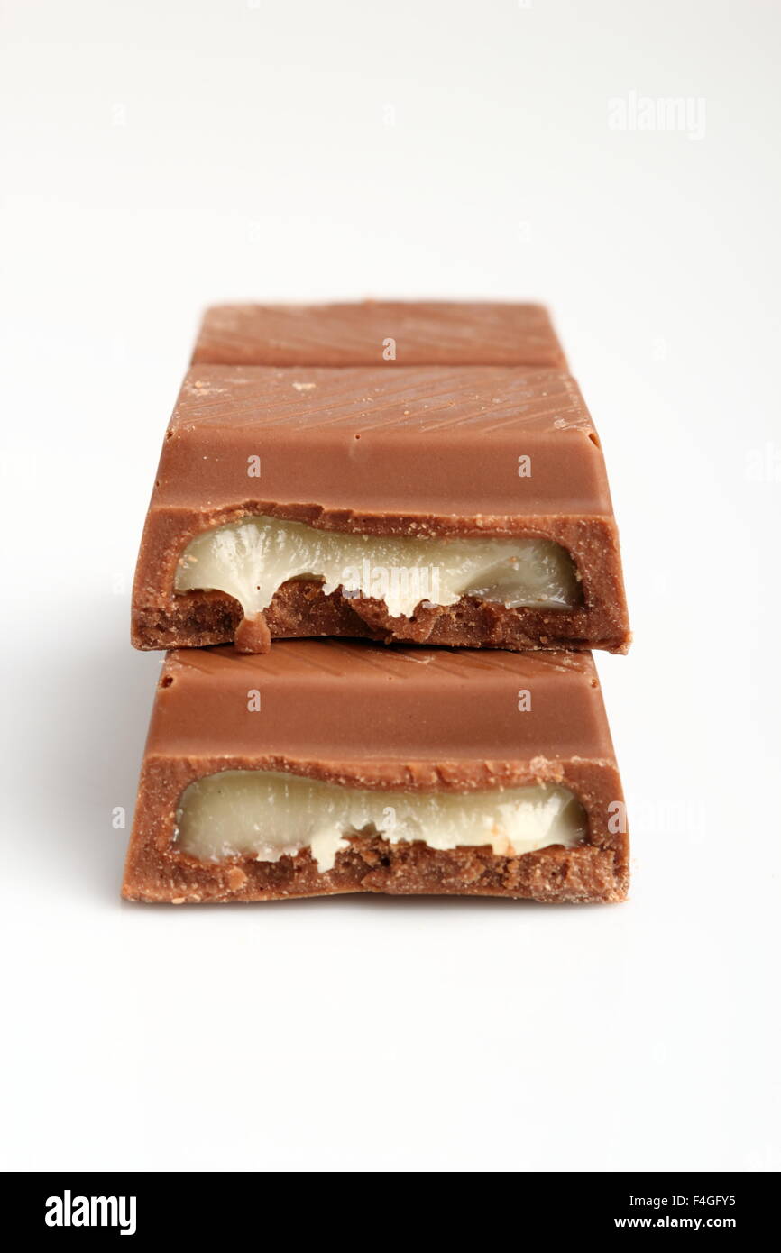 Chocolate Bar with Filling. Isolated on a white background Stock Photo ...
