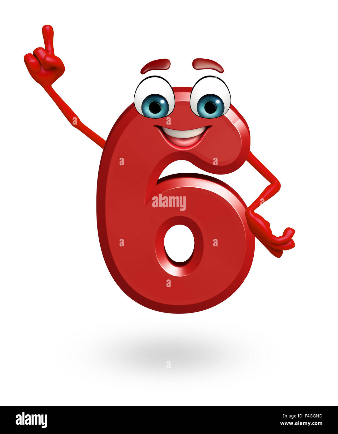 3d rendered illustration of cartoon character of six digit Stock Photo ...