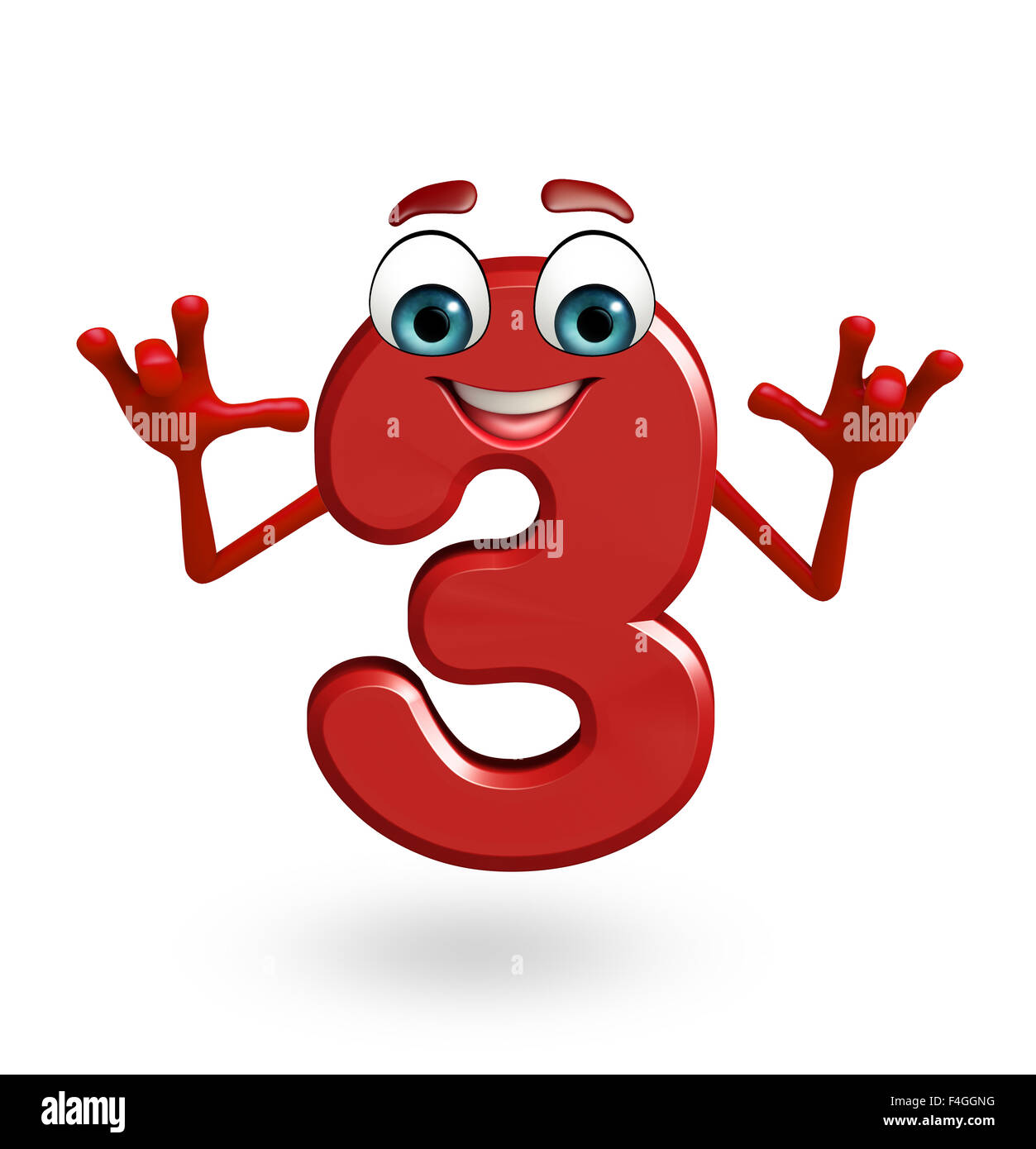 3d rendered illustration of cartoon character of three digit Stock ...