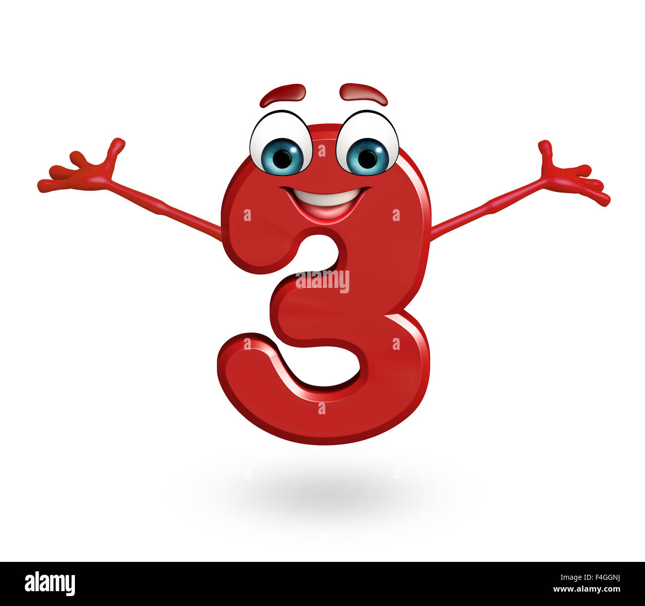 3d rendered illustration of cartoon character of three digit Stock ...