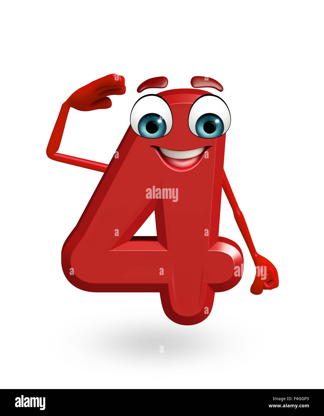 3d rendered illustration of cartoon character of four digit with Stock ...