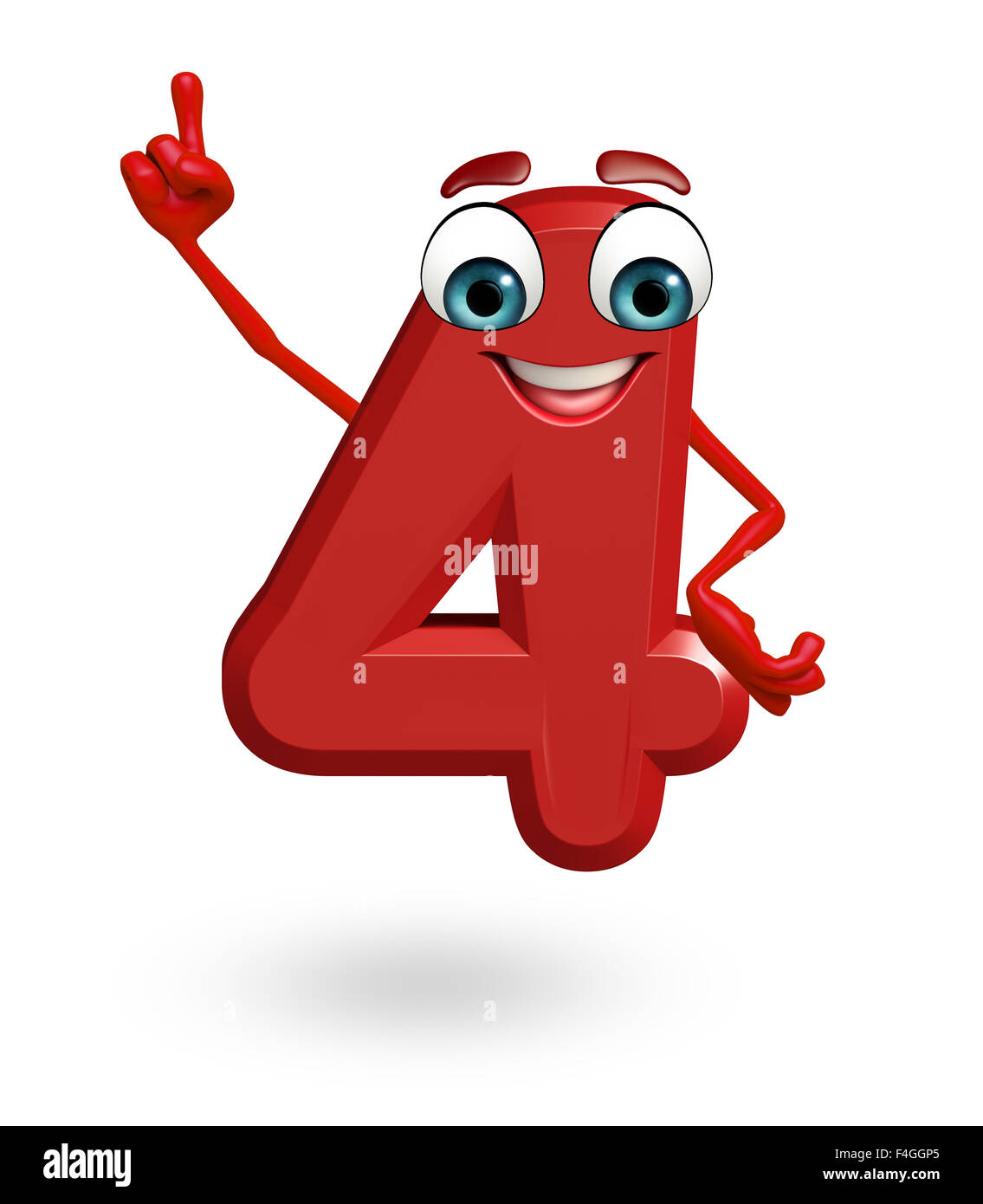 3d rendered illustration of cartoon character of four digit Stock Photo ...