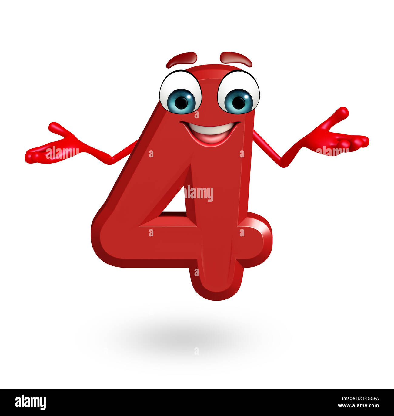 3d rendered illustration of cartoon character of four digit Stock Photo ...