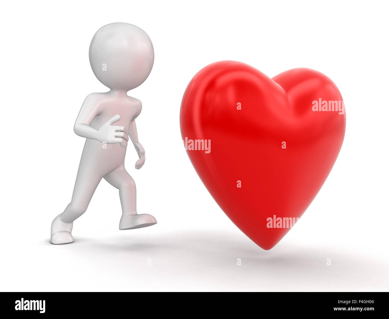 Man run to heart. Image with clipping path Stock Photo - Alamy