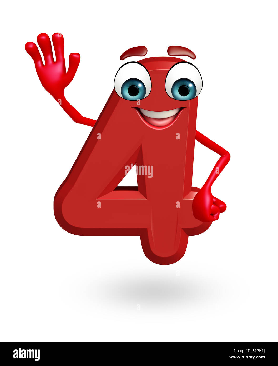 3d rendered illustration of cartoon character of four digit Stock Photo ...