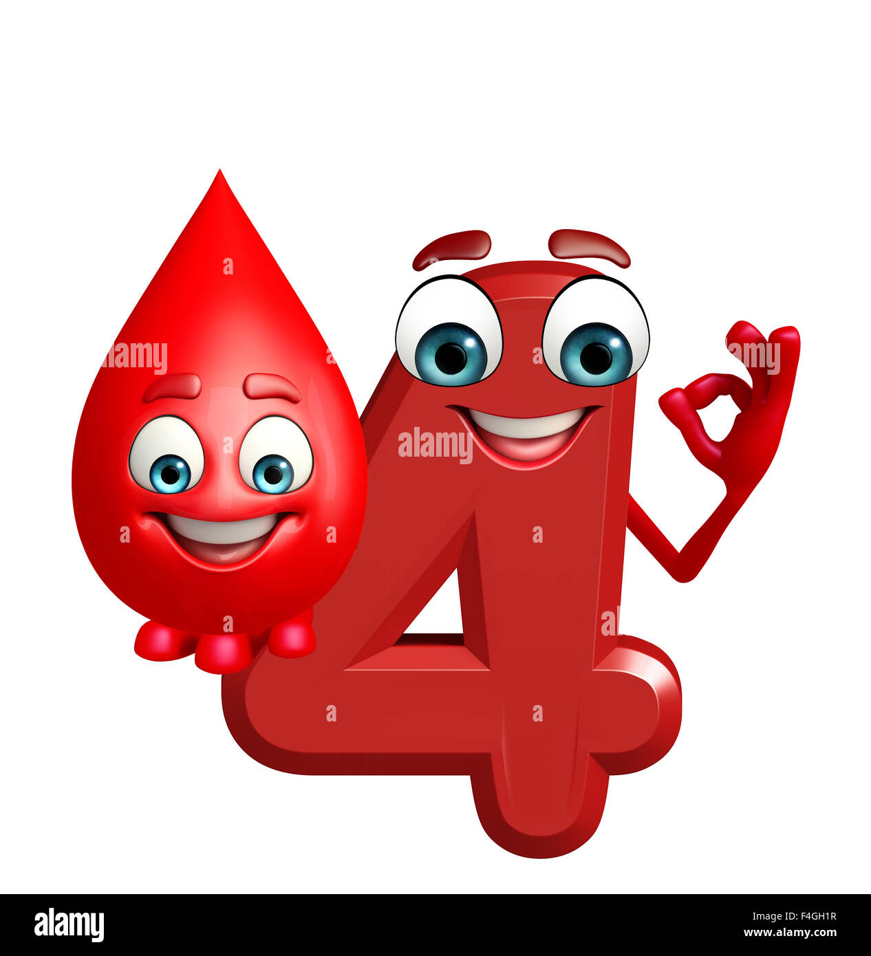 3d rendered illustration of cartoon character of four digit with blood ...